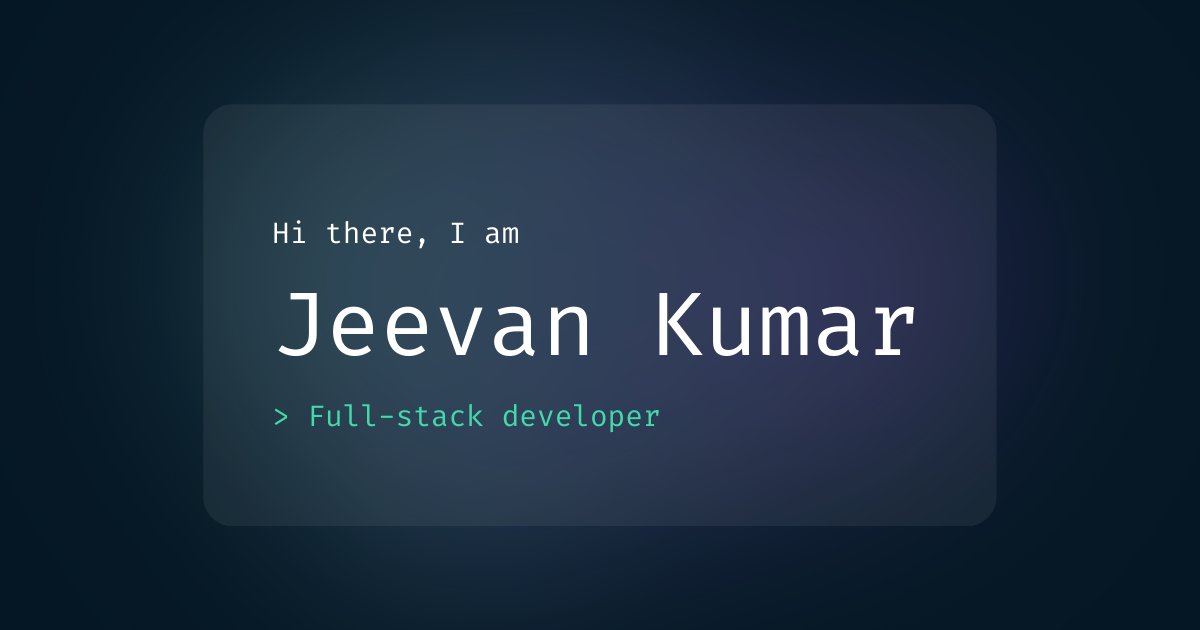 Jeevan Kumar - Full stack web developer, youtuber & mentor